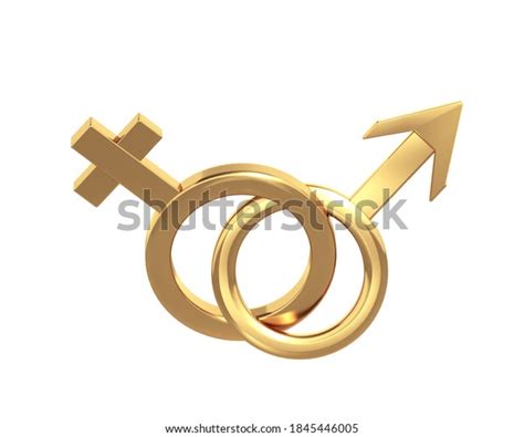 Two Golden Intertwined Male Female Symbols Stock Illustration