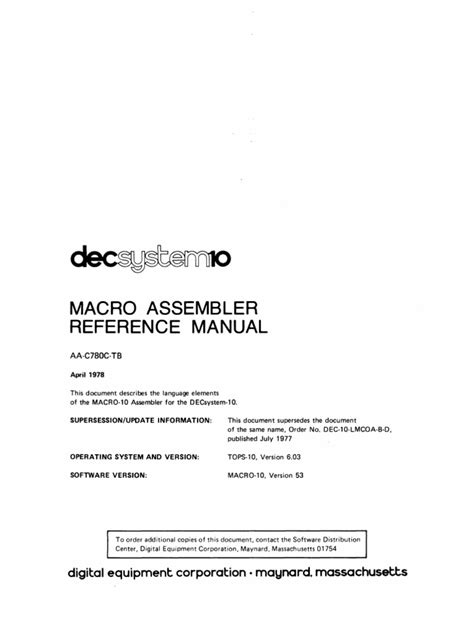 Aa C780c Tb Macro Assembler Reference Manual Apr78 Assembly Language