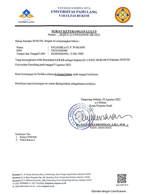 Surat Keterangan Lulus Pdf