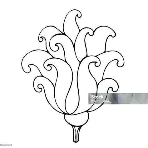 흰색 배경에 고립 된 곱슬 꽃잎판타지 큰 꽃입니다 벡터 그림입니다 0명에 대한 스톡 벡터 아트 및 기타 이미지 0명 관목 꽃 나무 Istock