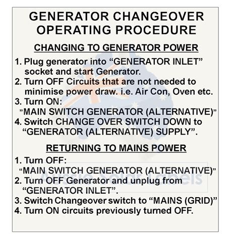 Generator Shutdown Procedure Aussie Solar Labels
