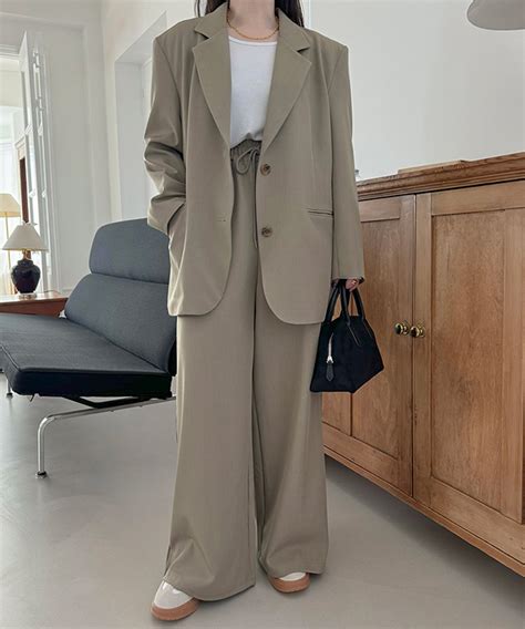 프오프 ️당일 55 110 세트오버핏 자켓 And 밴딩 와이드 팬츠 슬랙스 빅사이즈 정장세트 투피스 하객룩