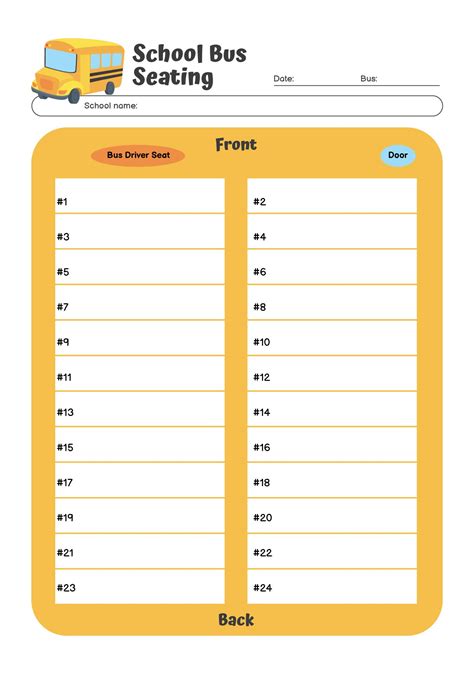 Bus Seating Chart Template