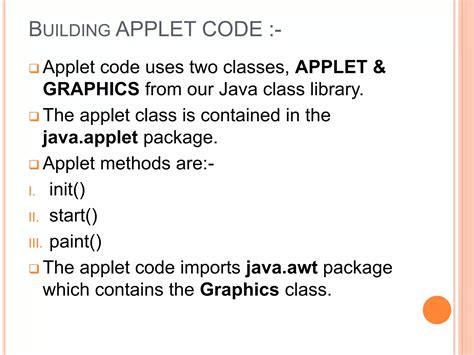 Applet programming | PPTX | Programming Languages | Computing
