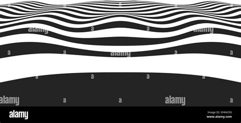 Optical Pattern With Black And White Stripes Abstract Concentric Waves Monochrome Wavy Surface