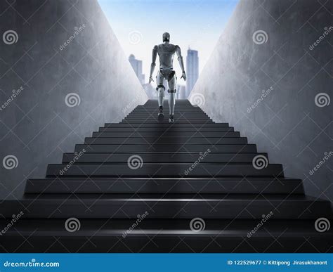 robot climb stairs stock illustration illustration of potential