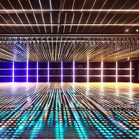 A Retro 1970s Style Disco Dance Floor With Mirrored Balls And Colorful