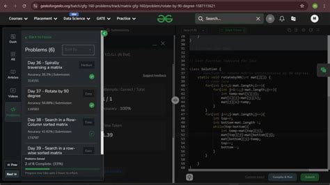 Gfg160daysofcode Java Dsa Matrixrotation Inplace Anticlockwise
