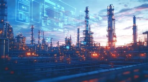 Oil Refinery With Physical System And Diagram On Industrial Factory