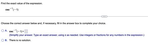 Solved Find The Exact Value Of The Expression Csc Chegg
