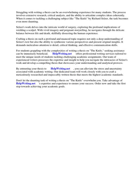 The Knife Richard Selzer Thesis Pdf Critical Thinking Liver
