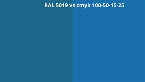 Ral 5019 Vs Cmyk 100 50 15 25 Ral Colour Chart Uk