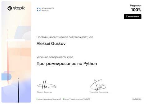 Aleksei Guskov On Linkedin Rain S успешно завершила курс Программирование на Python на Stepik