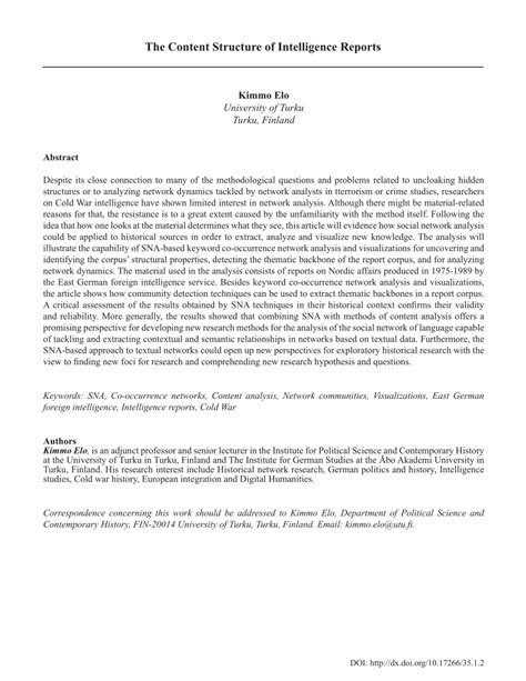 Pdf The Content Structure Of Intelligence Reports