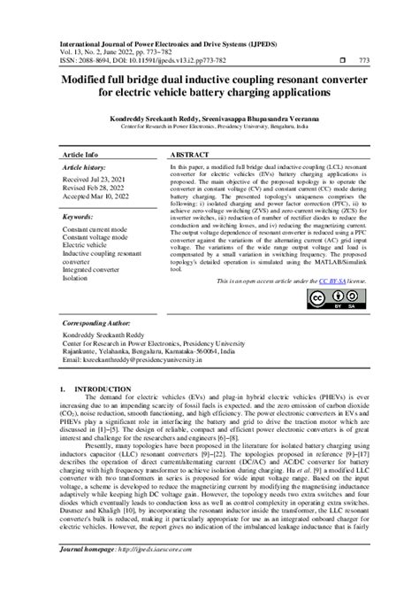 Pdf Modified Full Bridge Dual Inductive Coupling Resonant Converter For Electric Vehicle