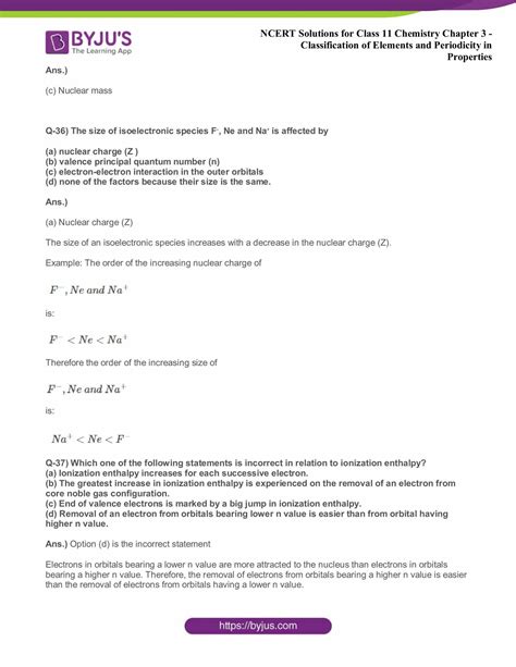 Ncert Solutions For Class 11 Chemistry Chapter 3 Classification Of