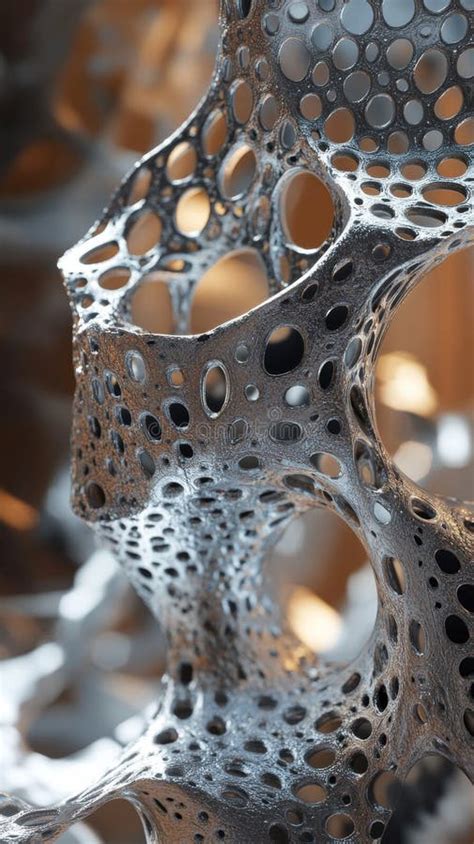 Abstract Metallic Structure With Intricate Perforations Stock Image