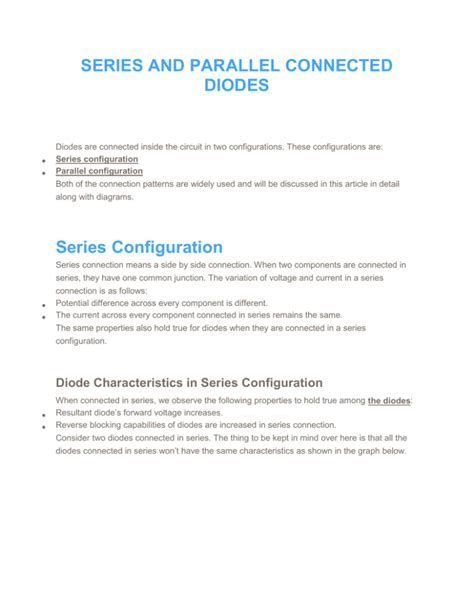 Series And Parallel Connected Diodes Series Configuration