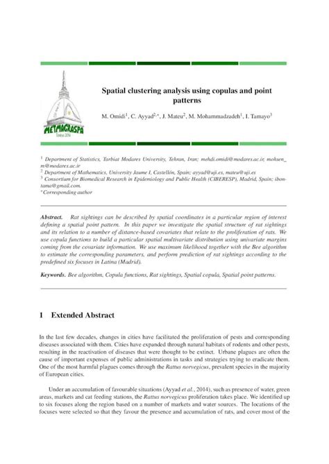 pdf spatial clustering analysis using copulas and point patterns