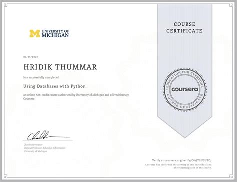 Hridik Thummar On Linkedin Python Usingdatabasewithpython Coursera