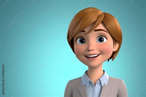 Animated Character Cartoon Illustration Of A Redhead Businesswoman