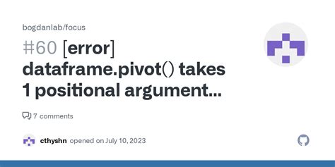 [error] dataframe pivot takes 1 positional argument but 4 were given