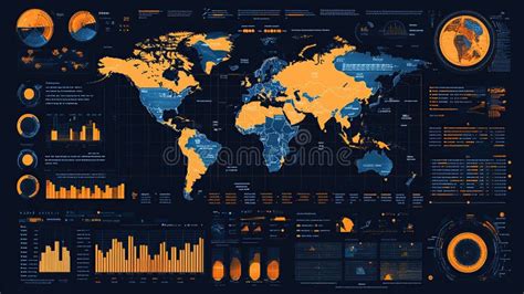 Global Data Visualization Map Charts Background Analysis Report Stock Illustration