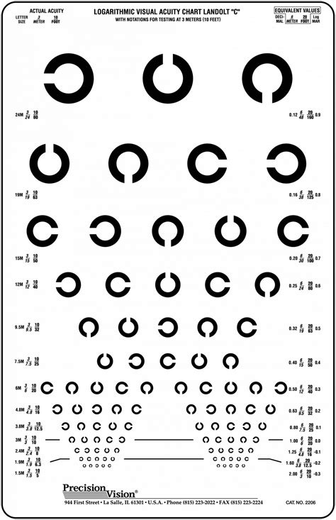 Landolt C Translucent Distance Chart Precision Vision