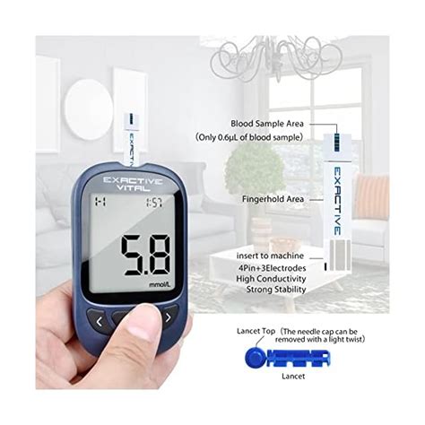 EXACTIVE VITAL Blood Glucose Test Strips, 50 pcs Test Strips and 50 pcs ...