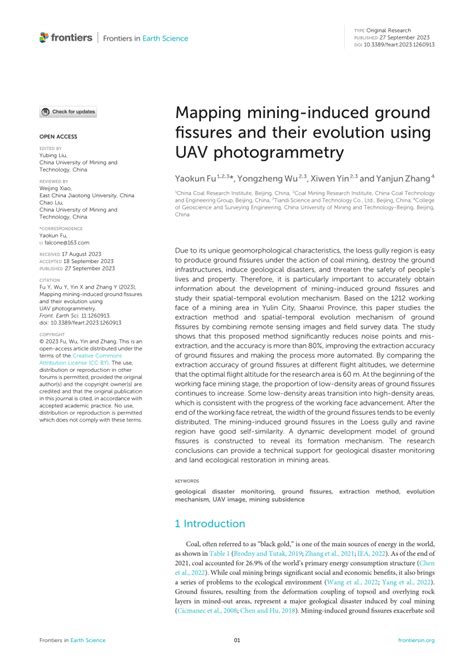 Pdf Mapping Mining Induced Ground Fissures And Their Evolution Using Uav Photogrammetry