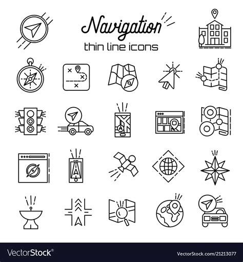 Gps Icon Map And Navigation Thin Line Icons Vector Image