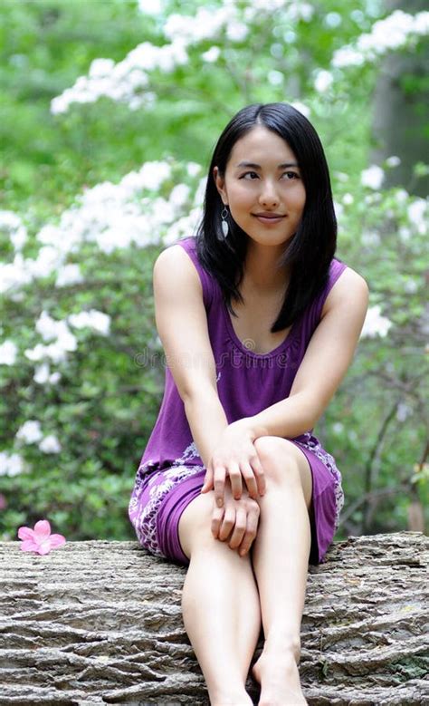 Beautiful Asian Woman In Spring Stock Image Image Of Ponder Contrast