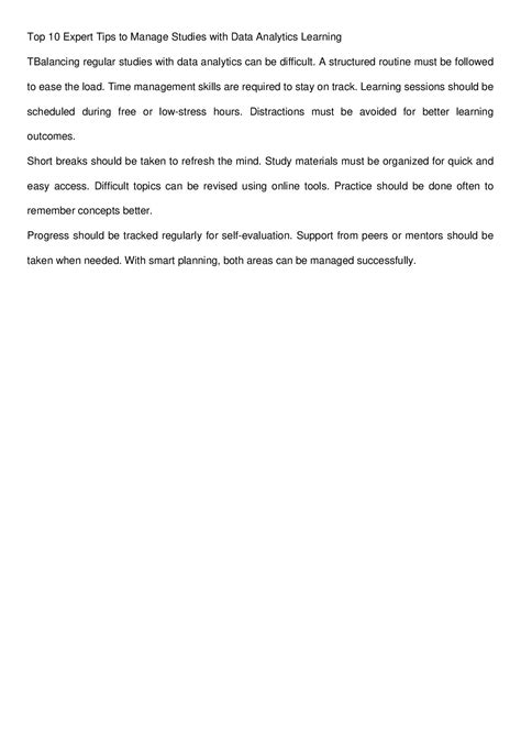 Top 10 Expert Tips To Balance Academics With Data Analytics Learning Speaker Deck