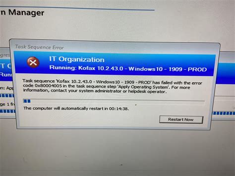 Osd Fails On ‘apply Operating System With Generic Error Code 0x80004005 Need Help R Sccm