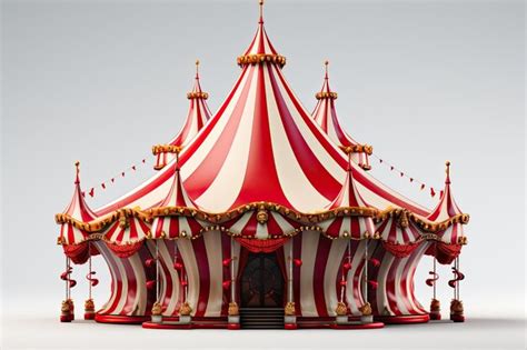 Premium Ai Image 3d Circus Tent On A Plain White Backdrop