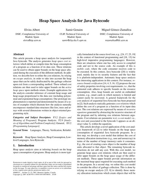 pdf heap space analysis for java bytecode