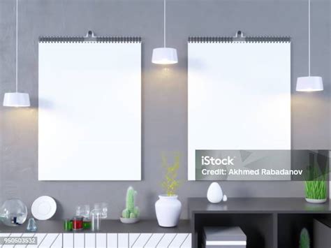 달력 이랑 인테리어 3d 렌더링 일러스트 레이 션 돌 스튜디오 스타일 템플릿 도시 벽을 0명에 대한 스톡 사진 및 기타 이미지