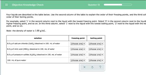 solved objective knowledge check question 13 four liquids