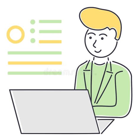 vector illustration of a man working at a computer stock vector