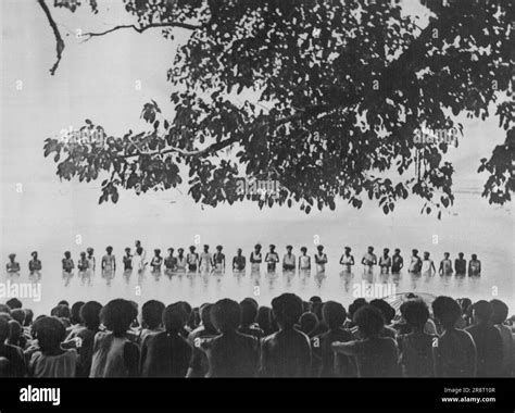 Watched By Their Fellow Tribesmen New Hebrides Native Converts Pose
