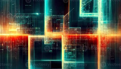Abstract Tech Background Floating Numbers Hud Background Matrix Particles Grid Virtual Reality