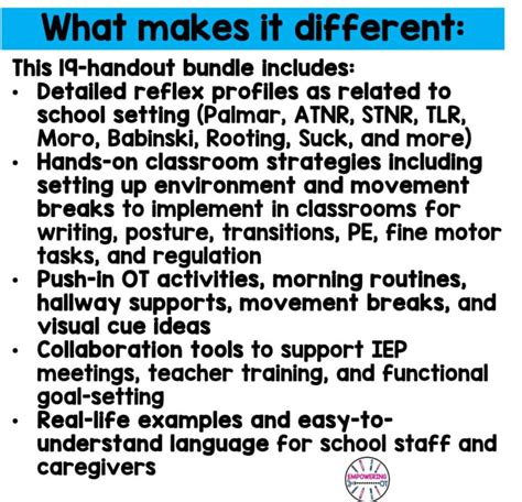 Reflex Integration Primitive Reflexes School Handouts Tips Strategies