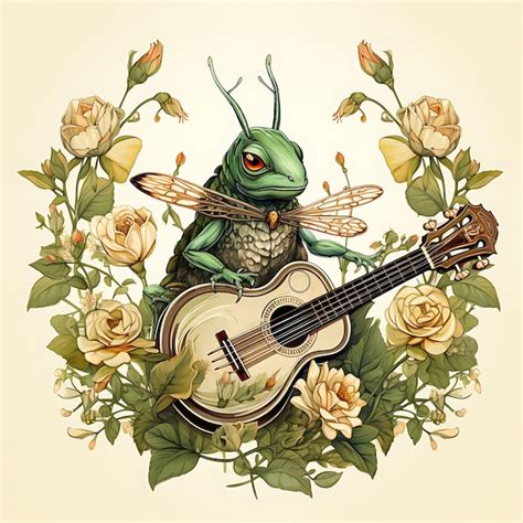 Premium Ai Image Portrait Of Grasshopper Playing Violin With Musical
