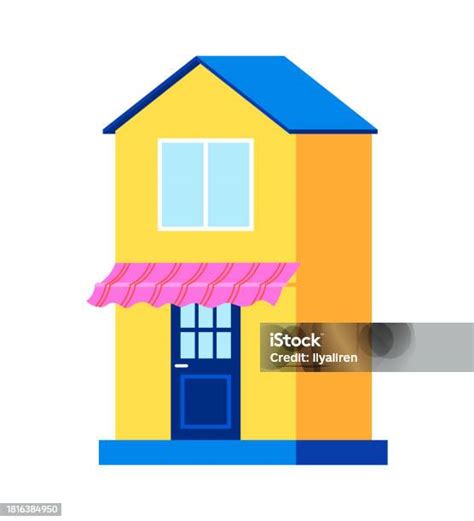 컨트리 하우스 현대 평면 디자인 스타일 단일 고립 된 이미지 노랑에 대한 스톡 벡터 아트 및 기타 이미지 노랑 집 0명