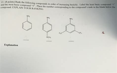 Solved Rank The Following Compounds In Order Of Increasing