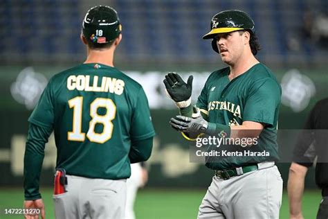 Rixon Wingrove Of Australia Celebrates Hitting A Single In The Second