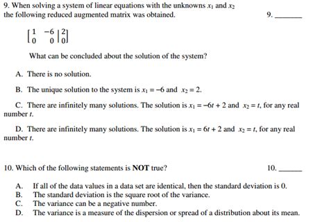 Solved When Solving A System Of Linear Equations With The