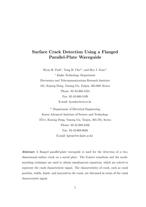Pdf Surface Crack Detection Using Flanged Parallel Plate Waveguide