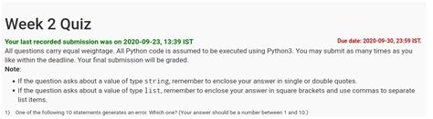 Programming Data Structures And Algorithms Using Python Week 2 Quiz · Github