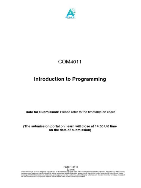 Introduction To Programming Com4011 Pdf Computer Programming